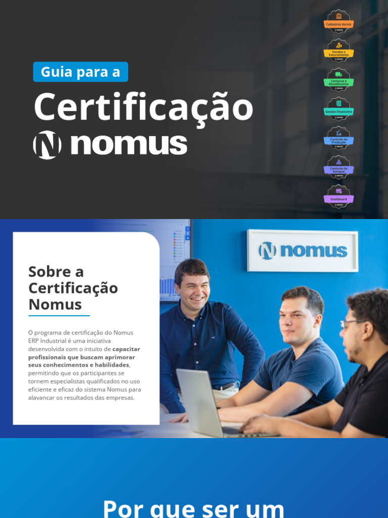 Certificação Nomus para Profissionais ERP | PDF | Desenvolvimento ...