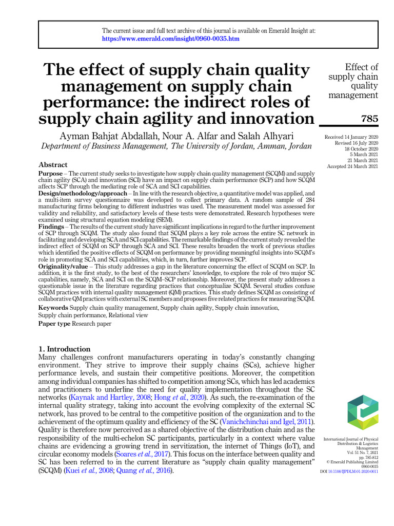 Supply Chain Quality Management | PDF | Supply Chain | Supply Chain ...