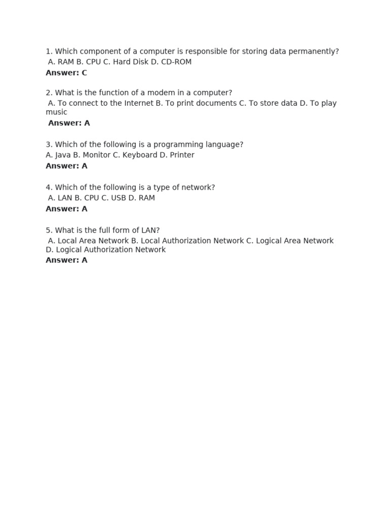 Comp Ass Questions | PDF