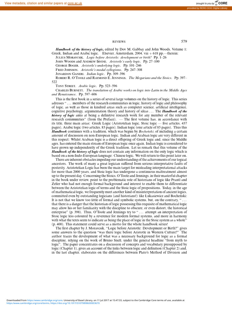Handbook of The History of Logic | PDF | Logic | Mathematical Logic
