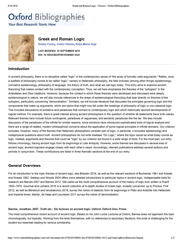 Greek and Roman Logic | PDF | Logic | History