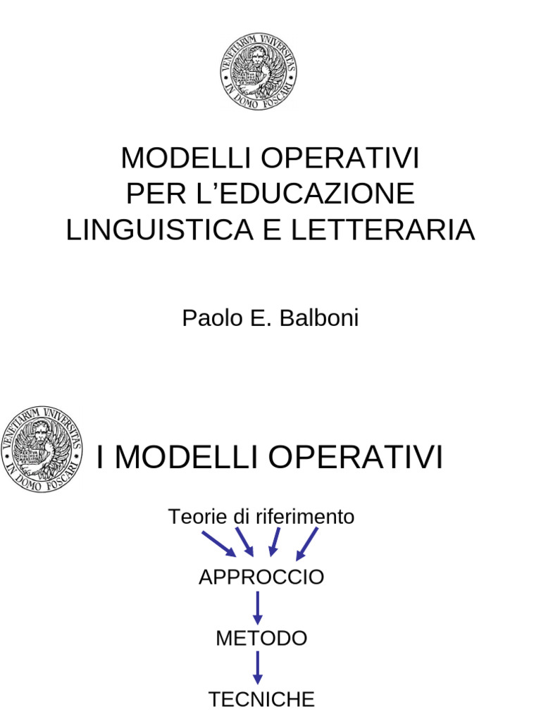 MODELLI OPERATIVI Balboni | PDF