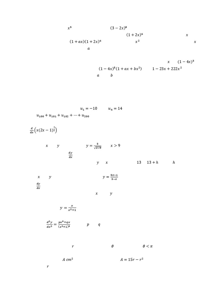 Year 11 A.Maths Revision Worksheet 1 | PDF