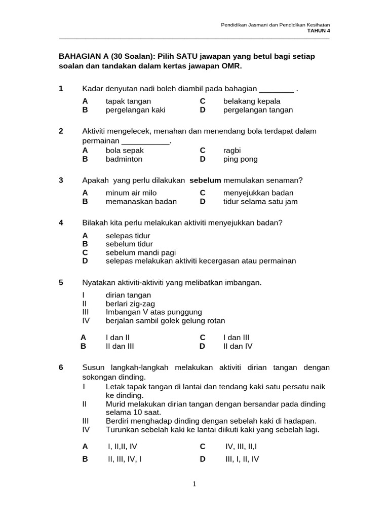 Soalan PJPK Tahun 4 2023 - P-Nat | PDF