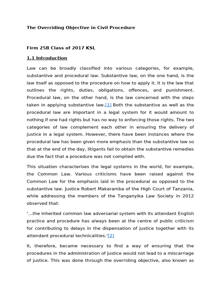 The Overriding Objective | PDF