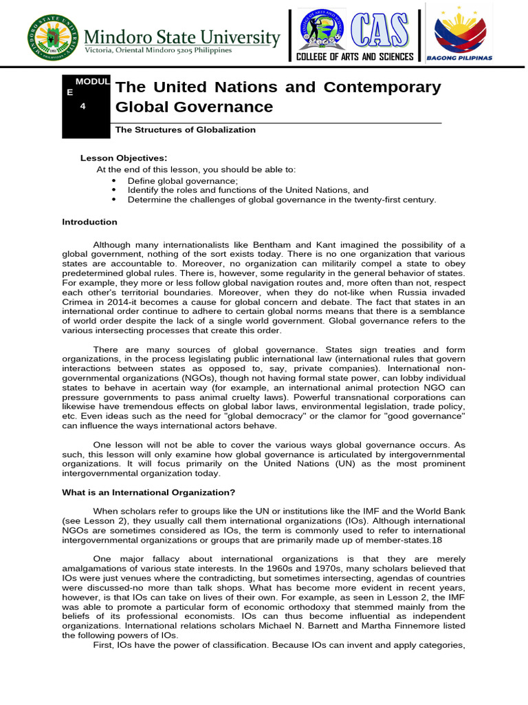 TCW-Module 4 | PDF | United Nations | International Relations TCW-Module 4 | PDF | United Nations | International Relations