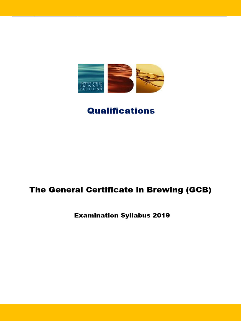 2019 GCB Syllabus Examination | PDF | Brewing | Science & Mathematics