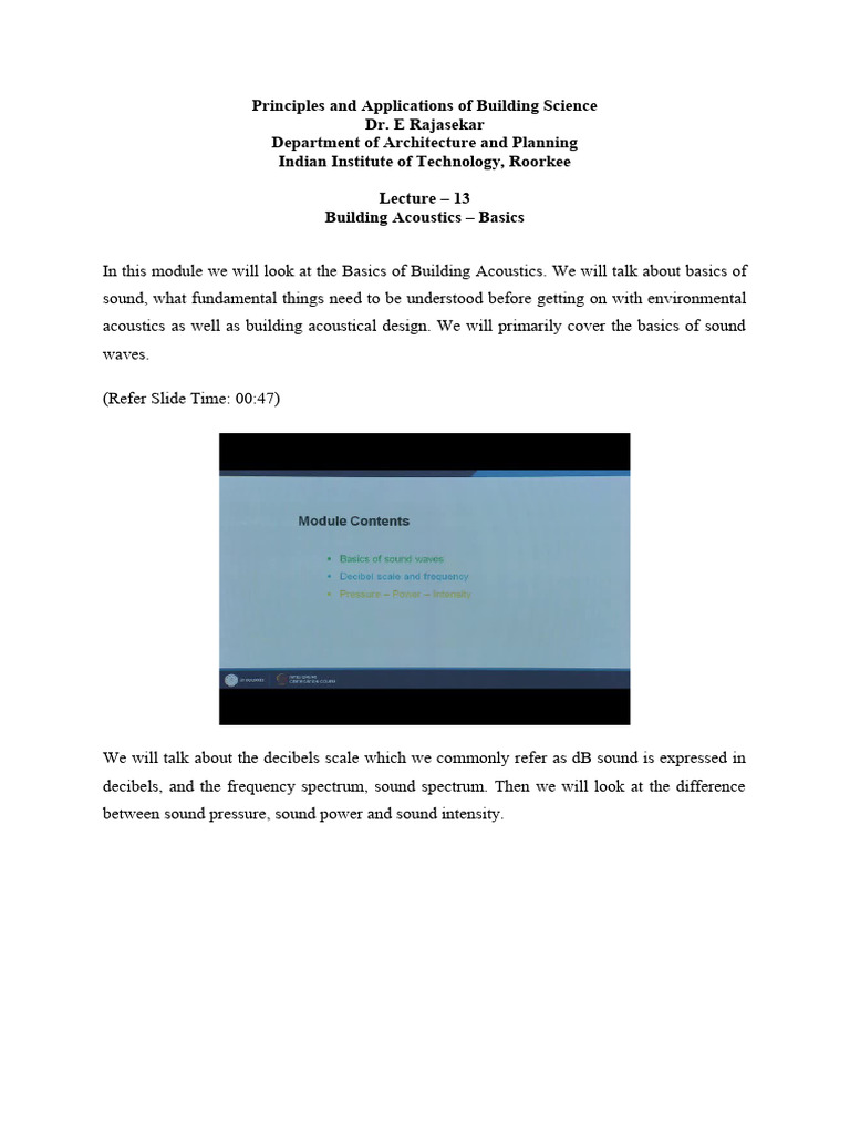 Building Acoustics - Basics | PDF