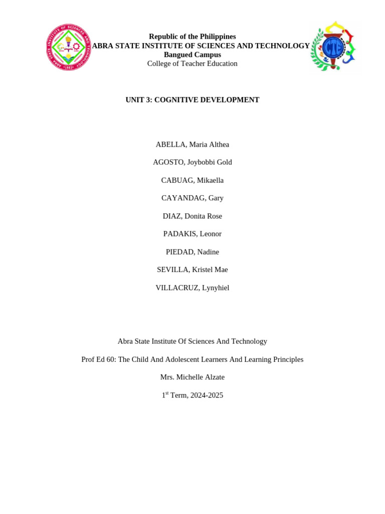 UNIT 3 Cognitive Development Soft | PDF | Intelligence | Wellness