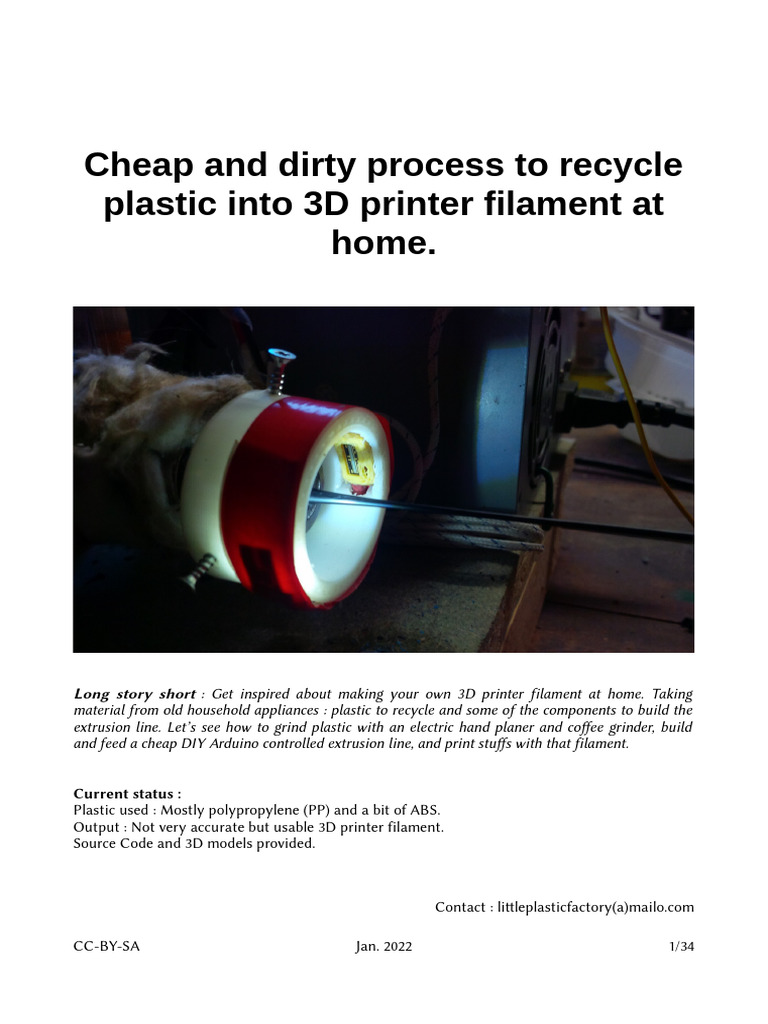 Cheap and Dirty Process To Recycle Plastic Into 3D Printer Filament at ...