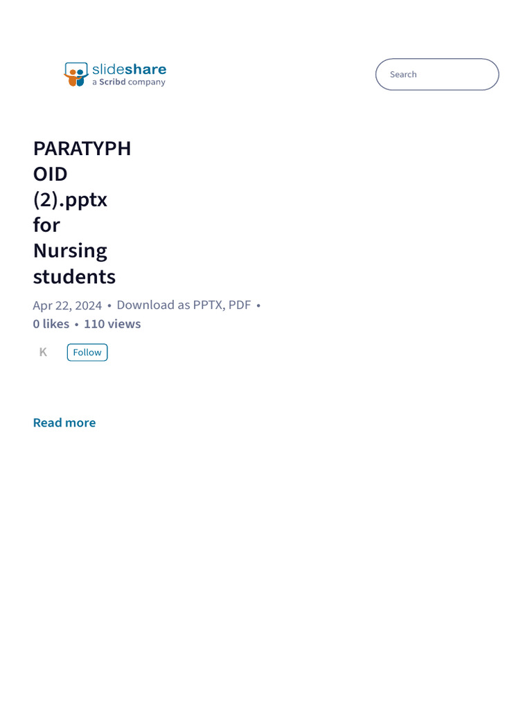 PARATYPHOID (2) .PPTX For Nursing Students | PDF