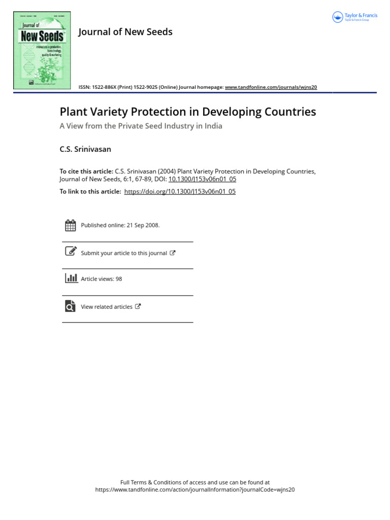 Plant Variety Protection in Developing Countries | PDF