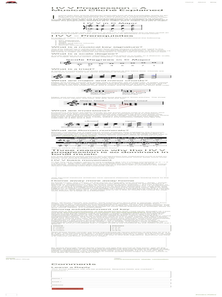 I IV V Progression - A Musical Cliché Explained - Global Music Theory | PDF