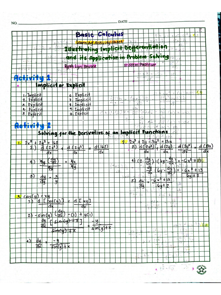 Basic Calculus LAS 8 Output | PDF