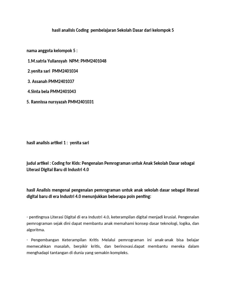 Hasil Analisis Coding Klmpok 5-1 | PDF