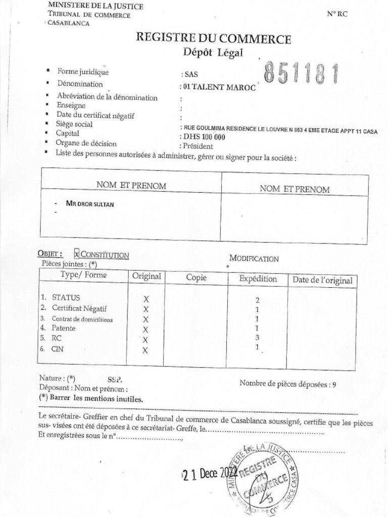 Registre de Commerce | PDF