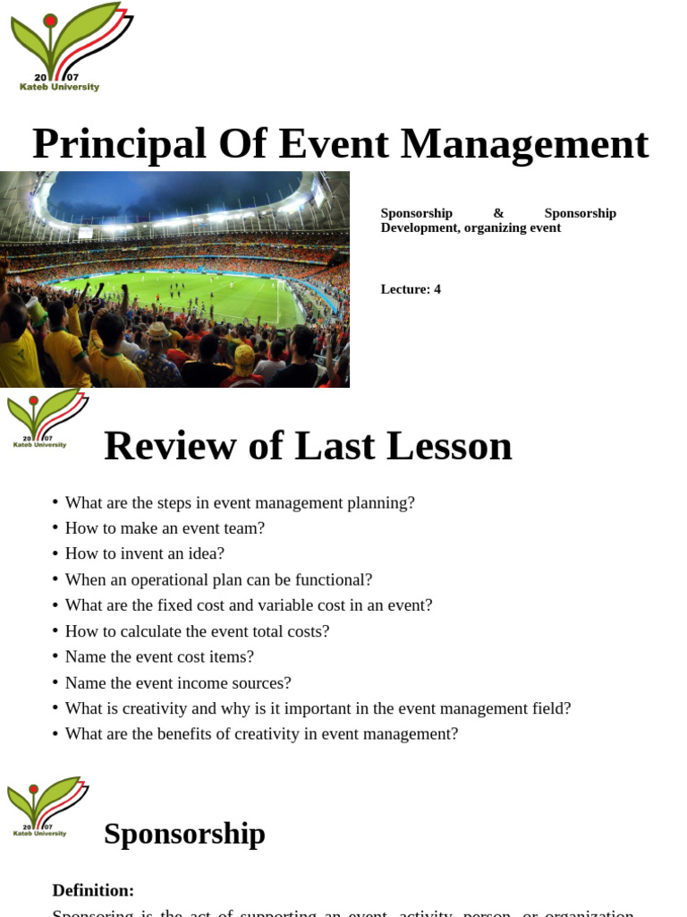 Event Management - Lecture 4 | PDF