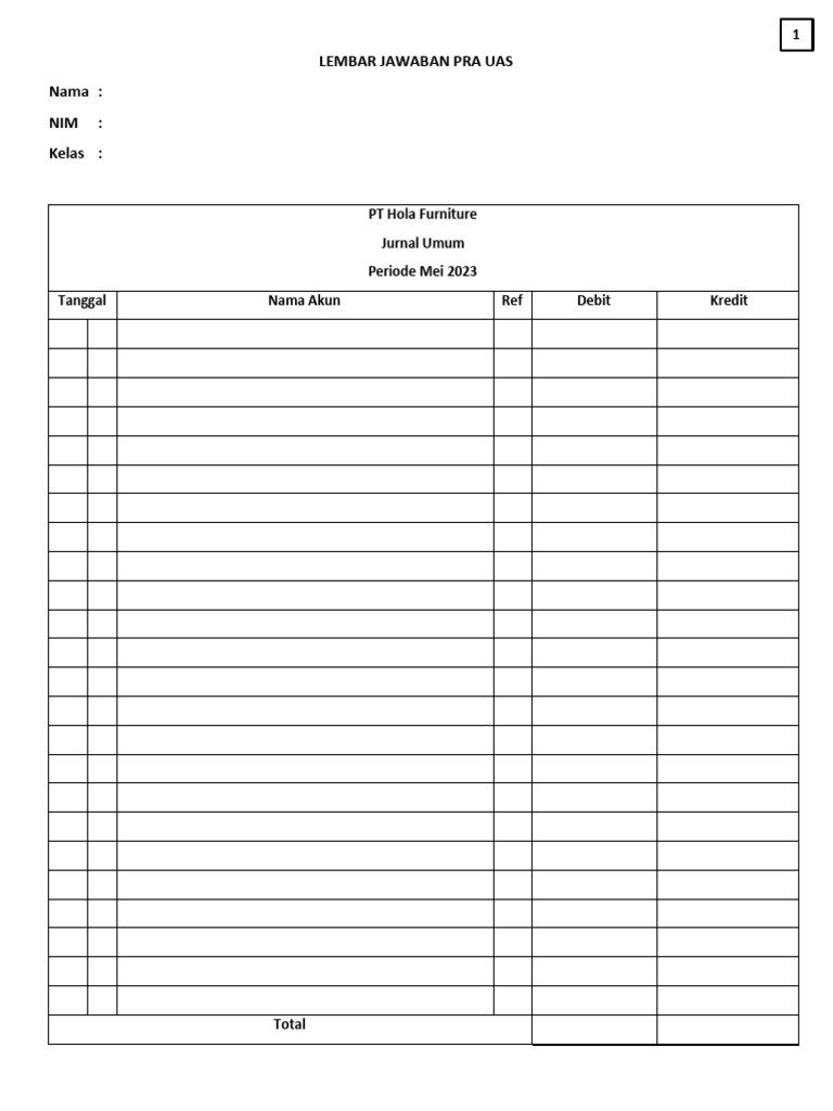 Lembar Jawaban Pra Uas - Pa Ci | PDF