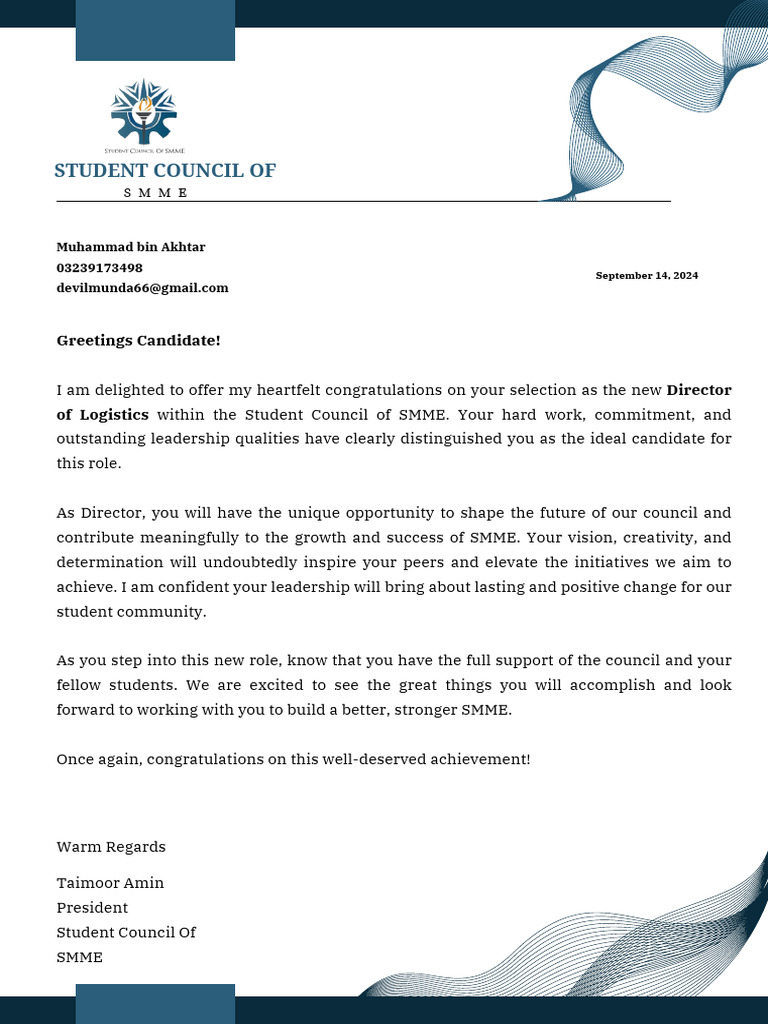 Selection Letter Logistics | PDF