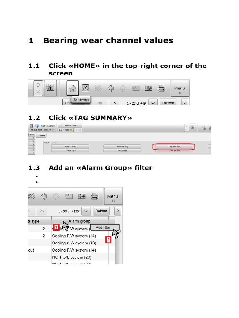 Bearing Wear Channel Values (Frozen RPM) | PDF