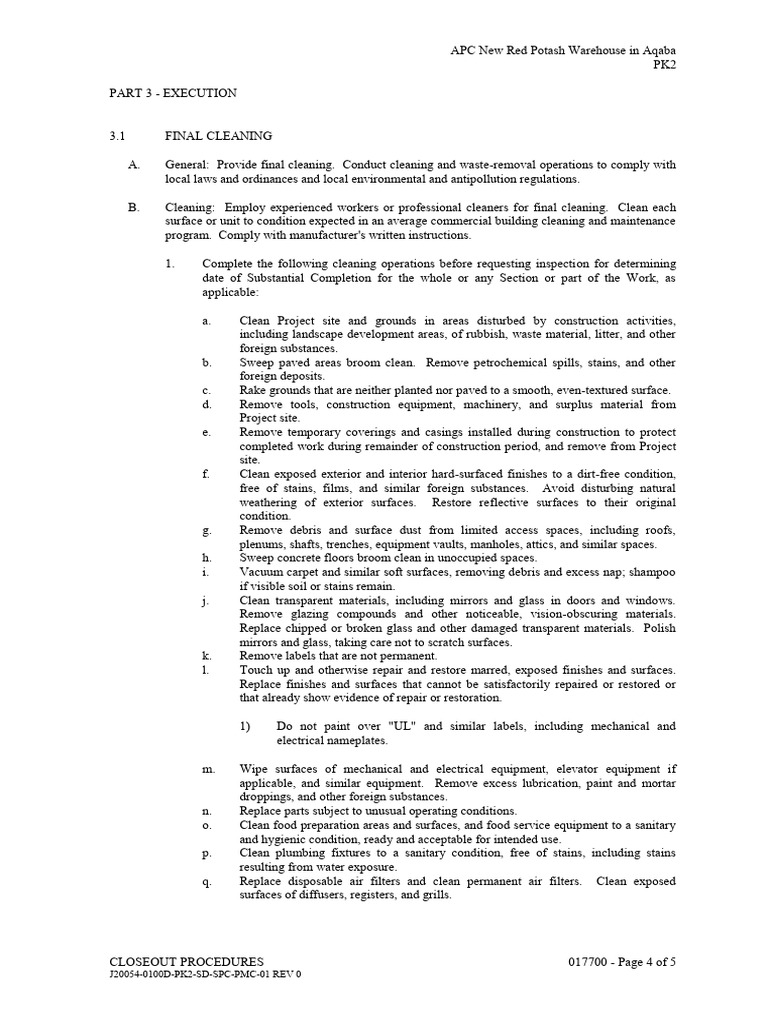 Closeout Procedures | PDF