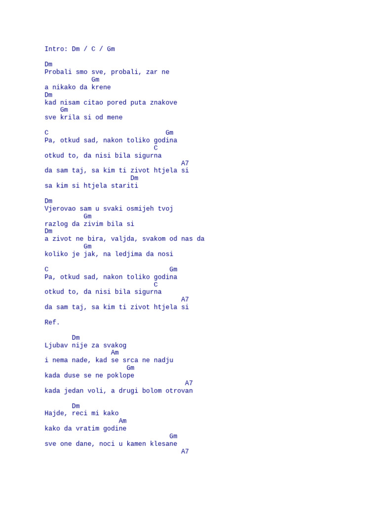 Sergej Ćetković - Ljubav Nije Za Svakog Akordi | PDF