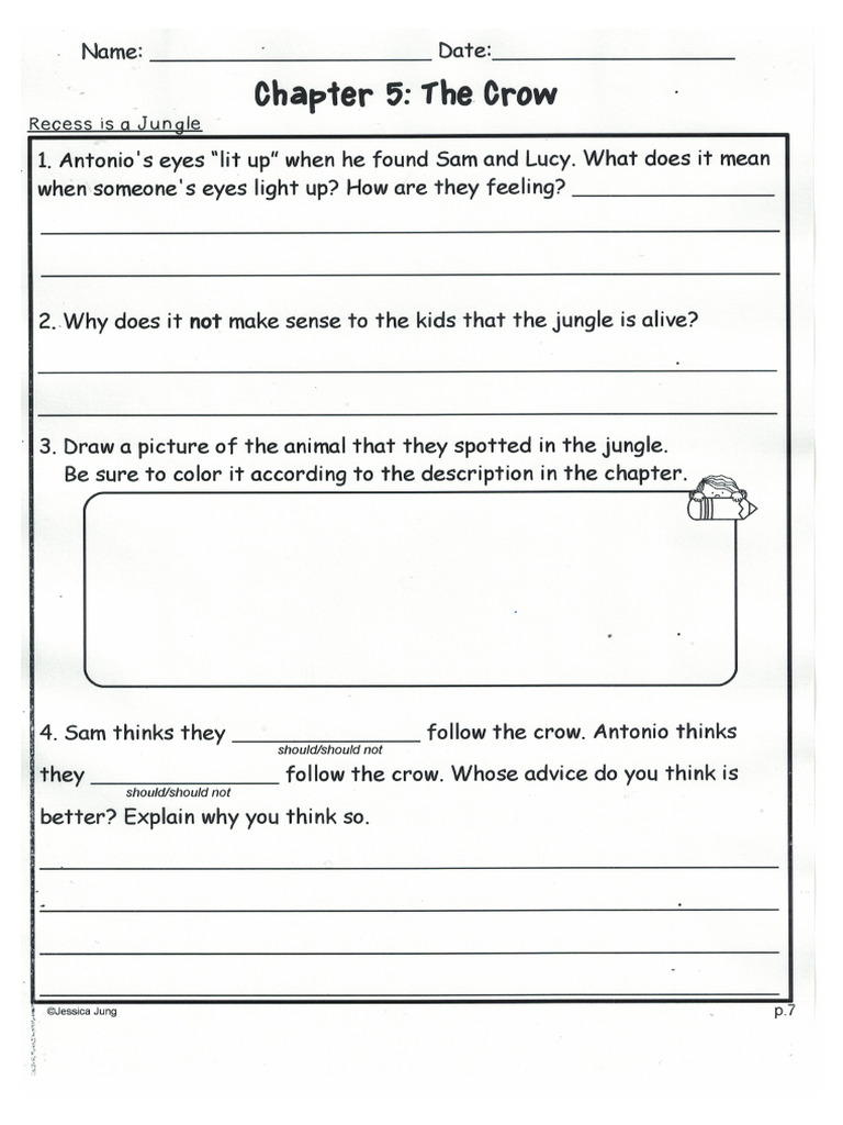 Recess Is A Jungle Chapter 5 Worksheet | PDF