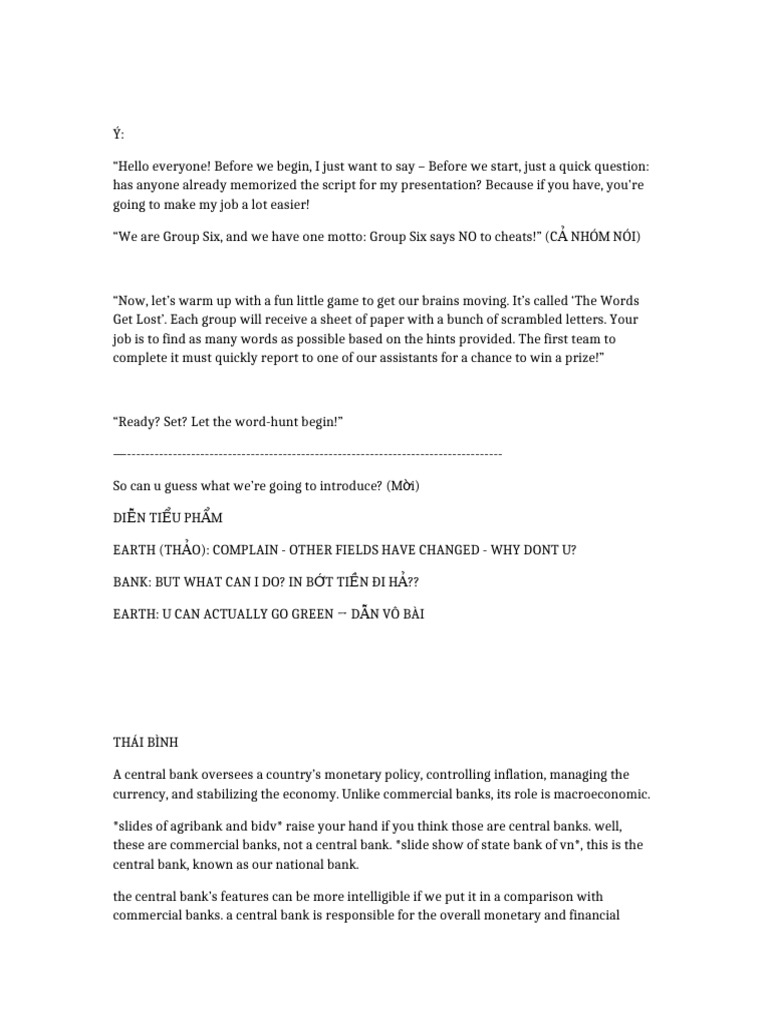 Updated Green Central Banks Script | PDF