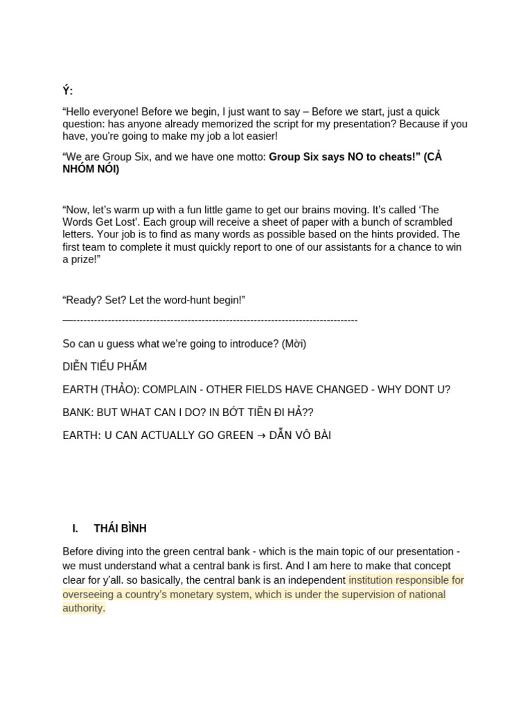 Green Central Banks Script | PDF