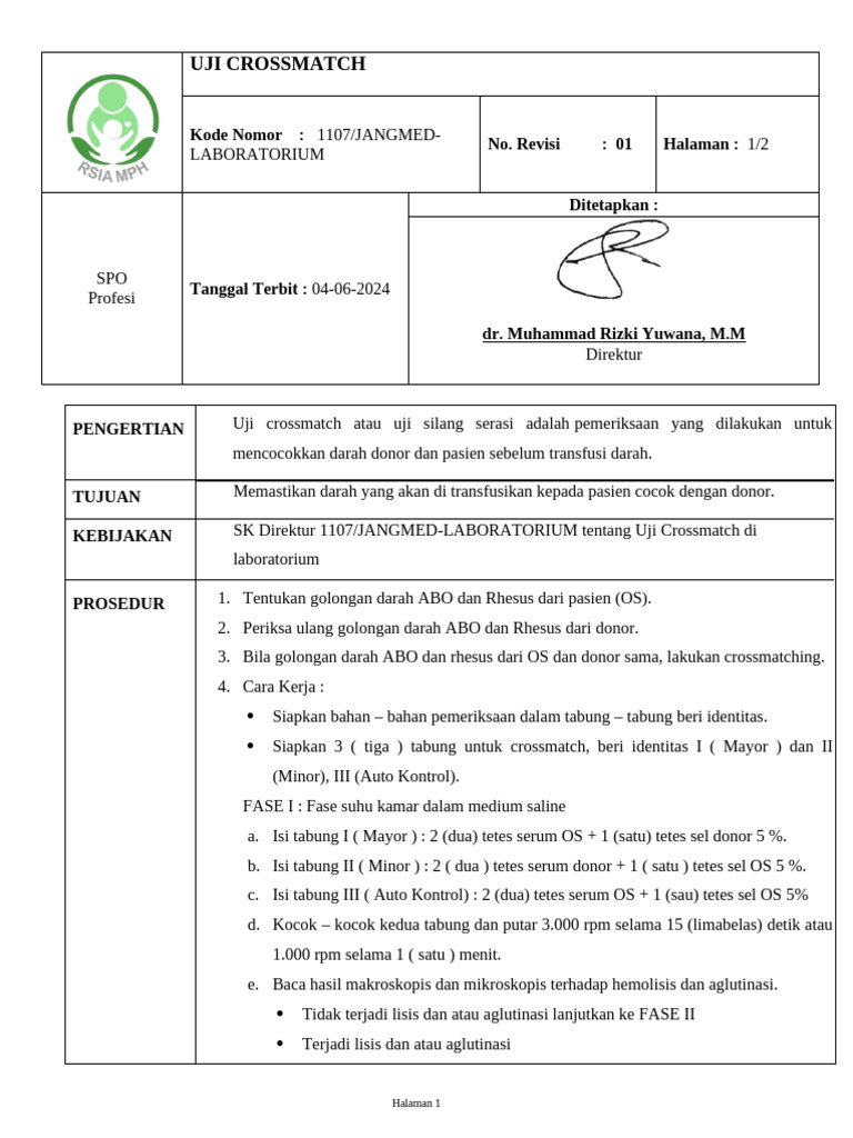 PP - 3.9 - EP - 1 - SPO Uji Crossmatch | PDF