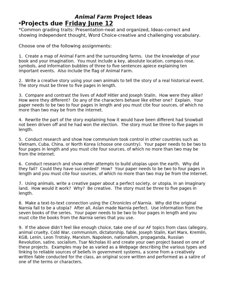 Animal Farm Project Idea06 | PDF