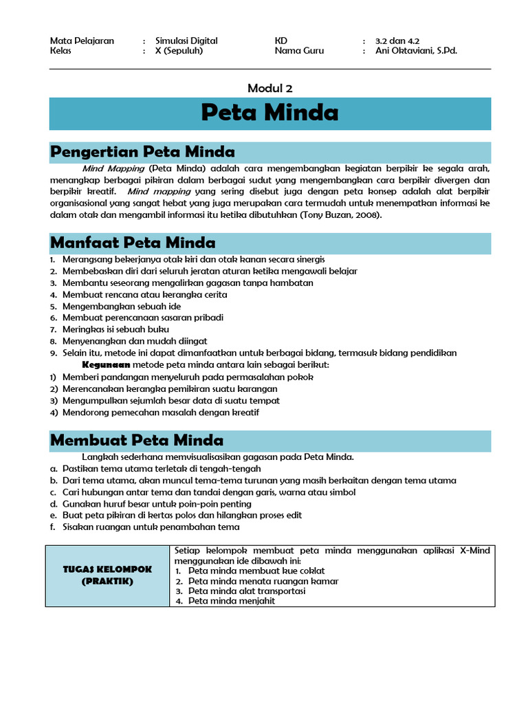 X SIMDIG (Modul 2) Peta Minda | PDF