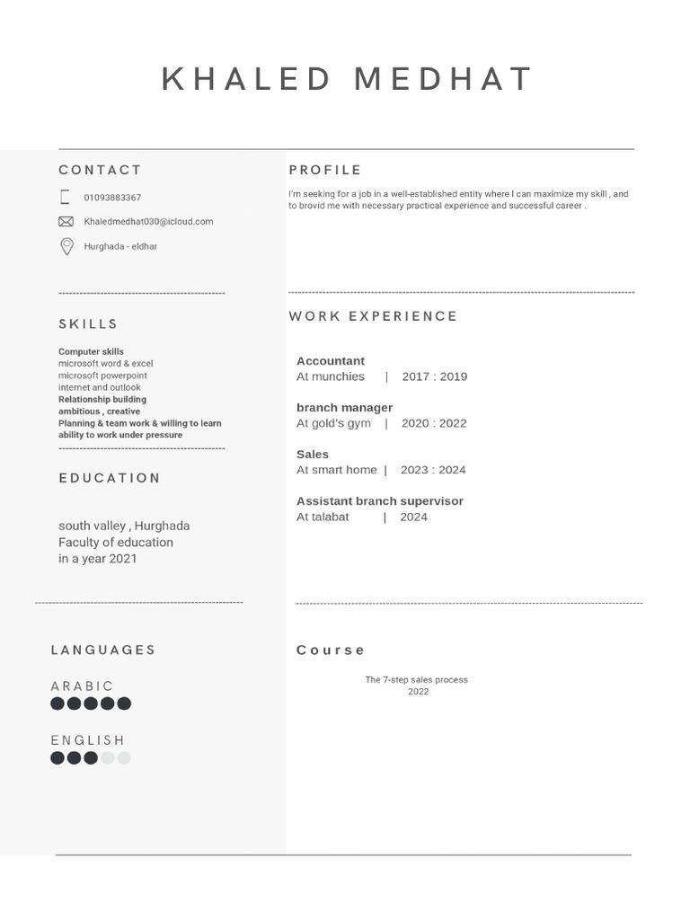 Minimalist White and Grey Professional Resume | PDF