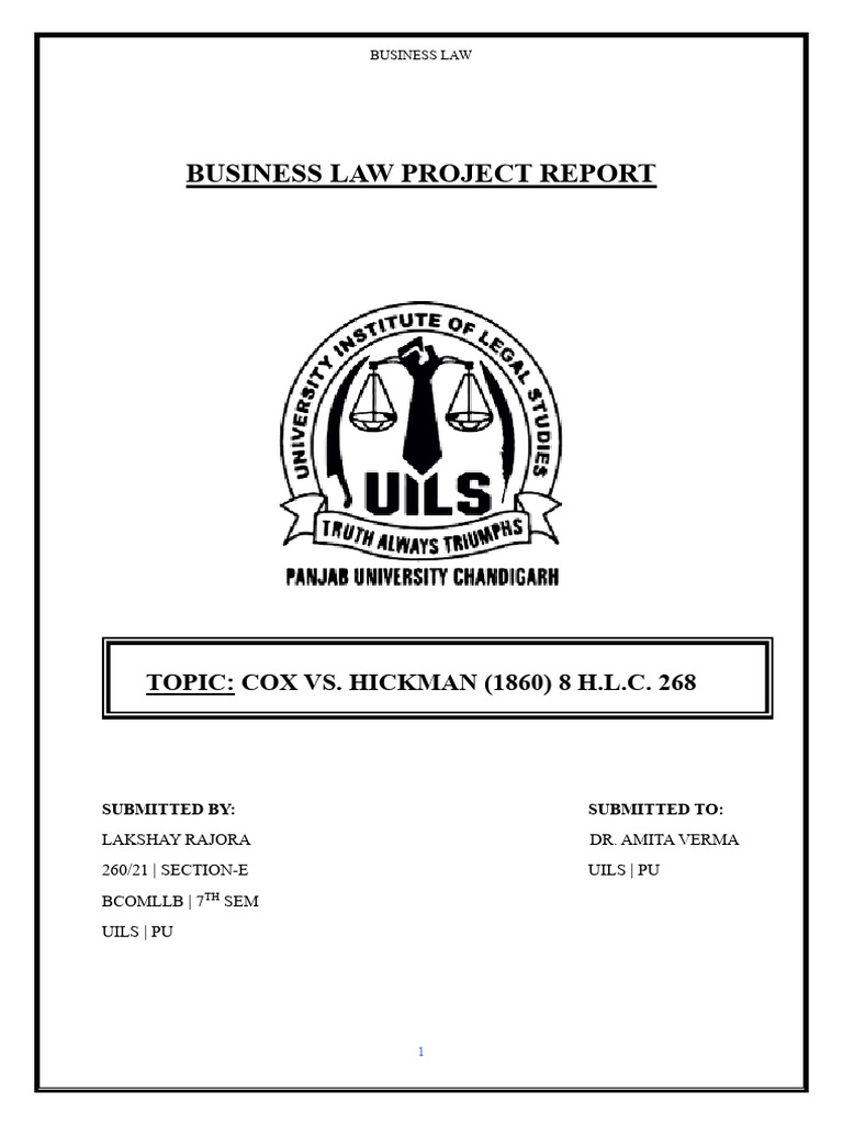 Lakshay's Business Law Project | PDF