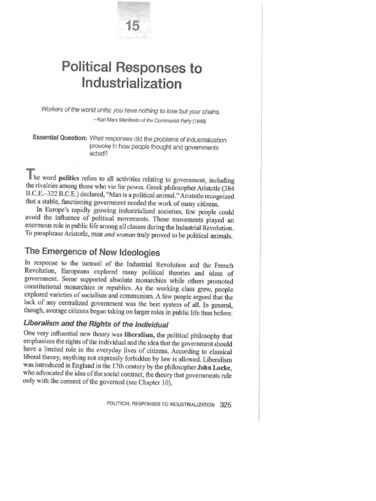 Chapter 15 - Political Responses To Industrialization | PDF