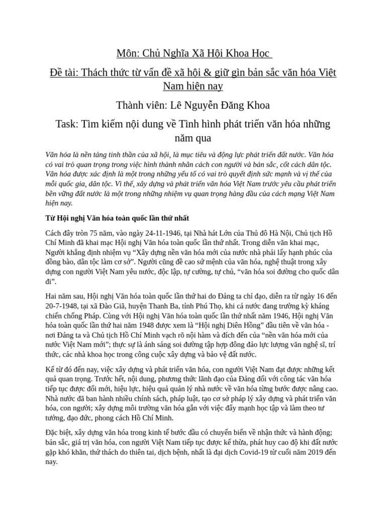 Môn CNXH-KH HUIT | PDF