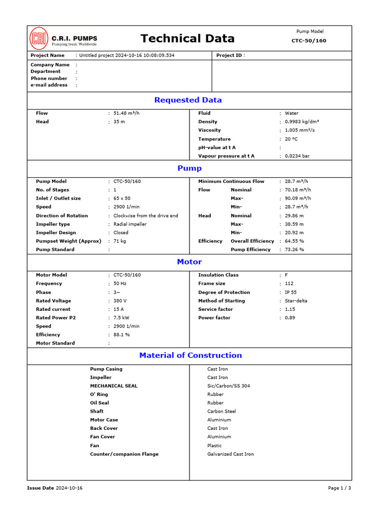 Data Sheet CTC-50 160 | PDF