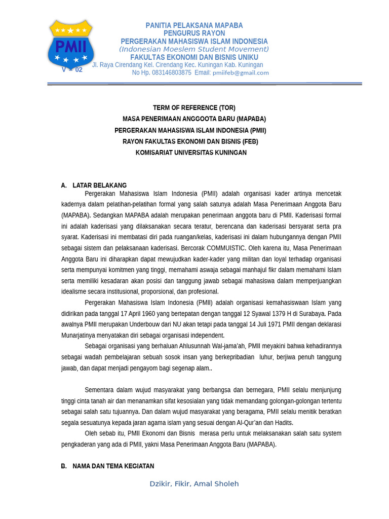 TERM OF REFERENCe MAPABA RAYON 24-3 | PDF