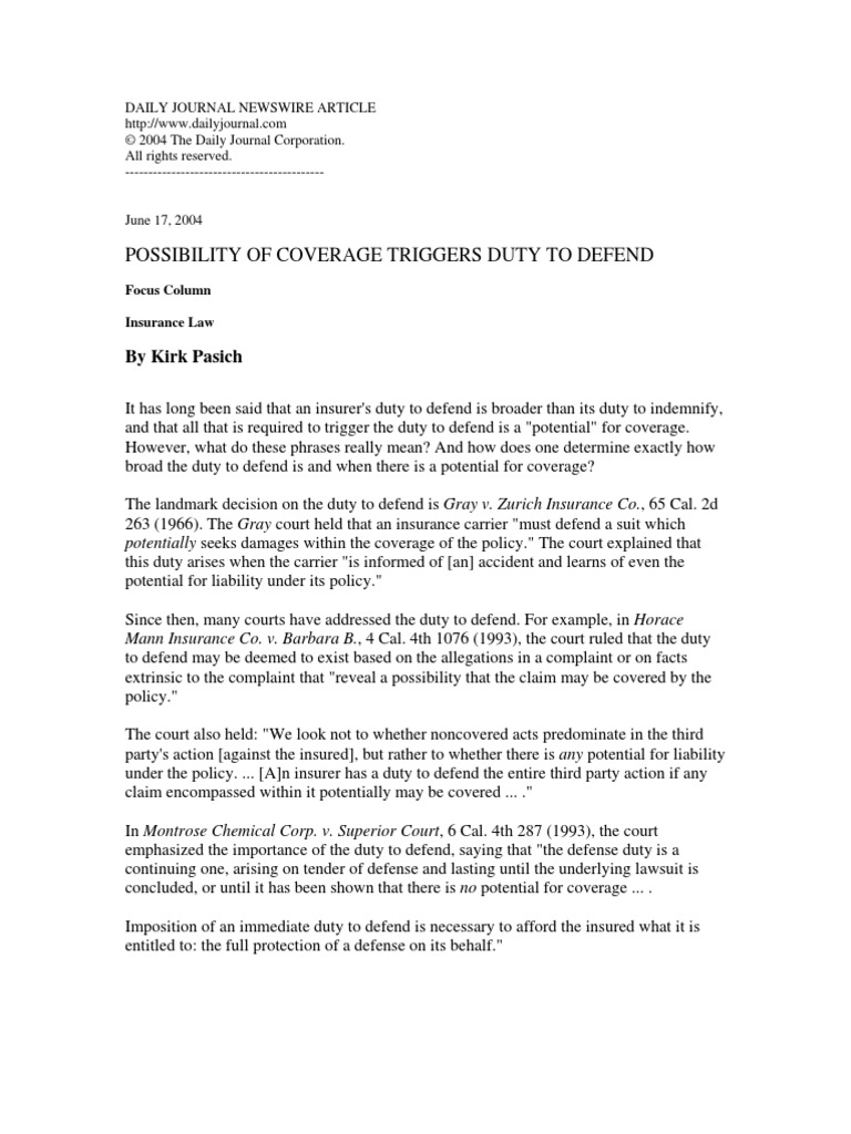 Duty To Defend Darren Chaker | PDF | Indemnity | Insurance