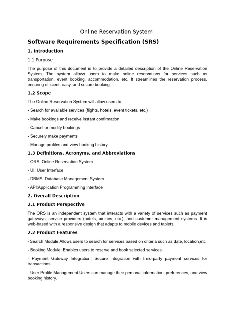 Online Reservation System | PDF