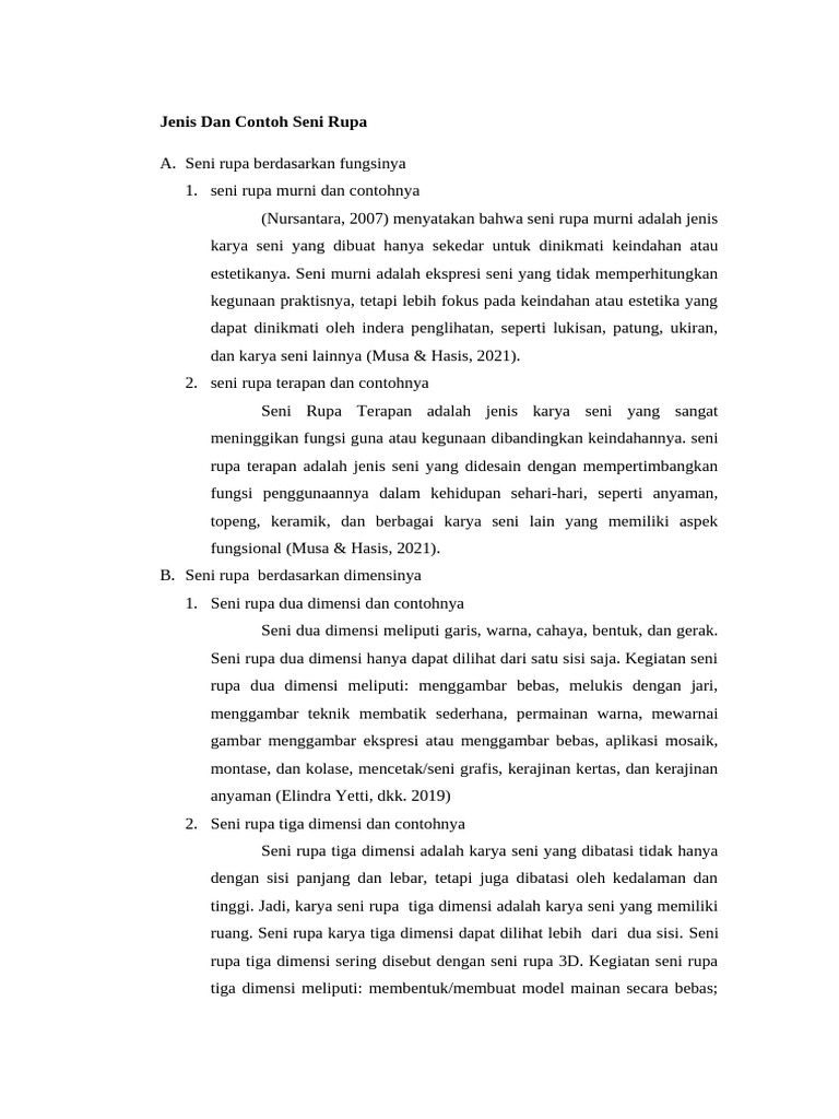 Jenis Dan Contoh Seni Rupa | PDF