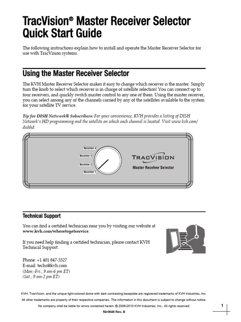 Tracvision Master Receiver Selector Quick Start Guide | PDF
