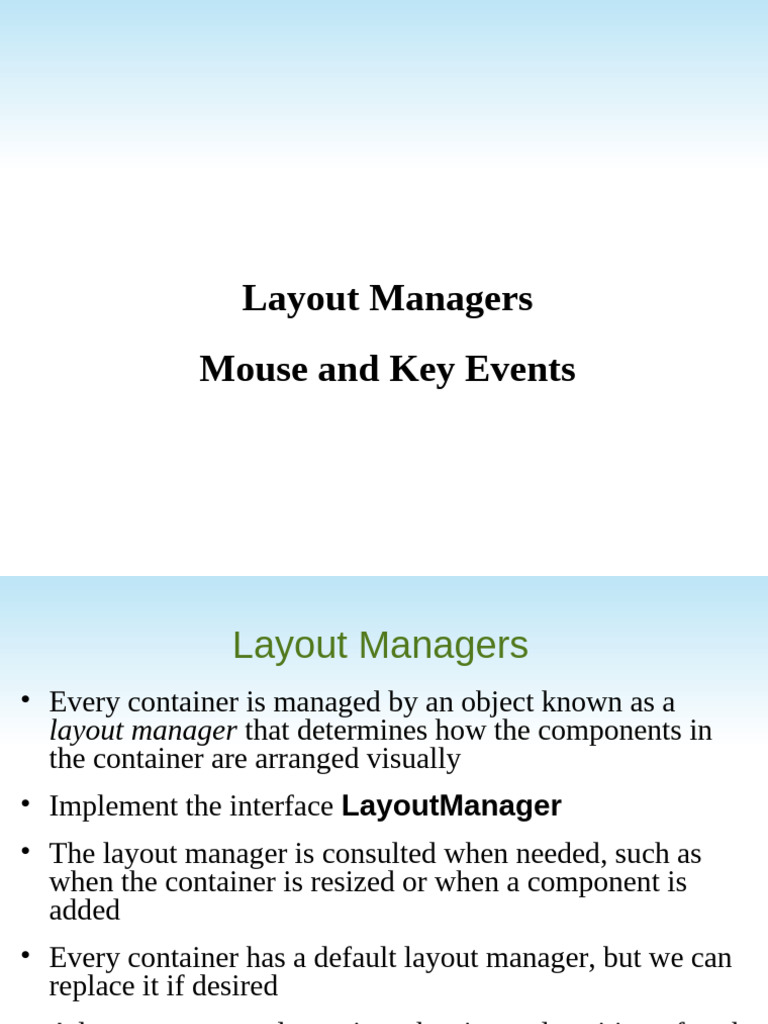 GUI Part D Layout Managers and Mous Key Event | PDF