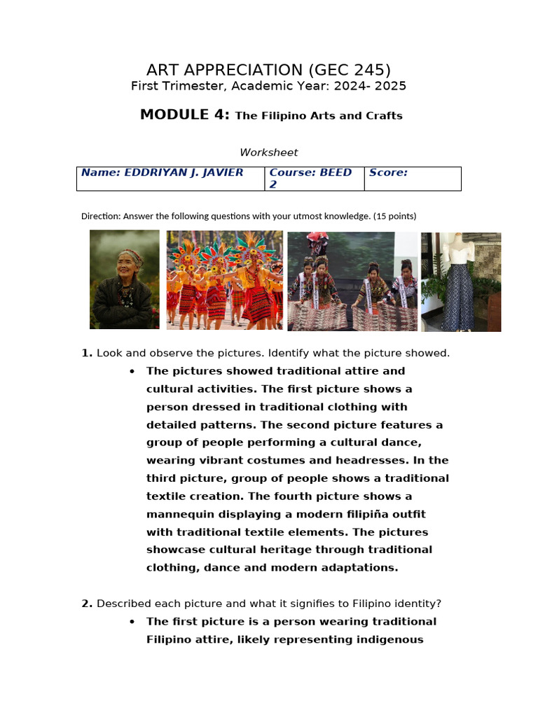 ARTA MODULE-4 Worksheet | PDF