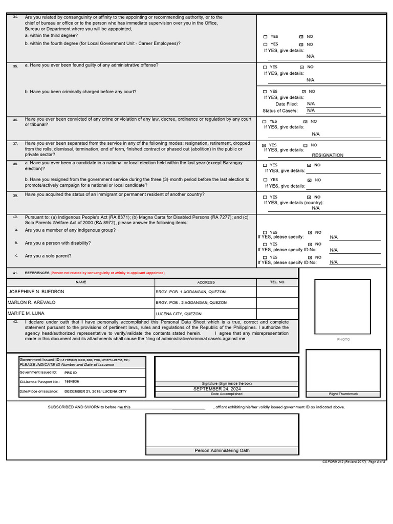CS-Form-No.-212-Personal-Data-Sheet-revised 4 | PDF