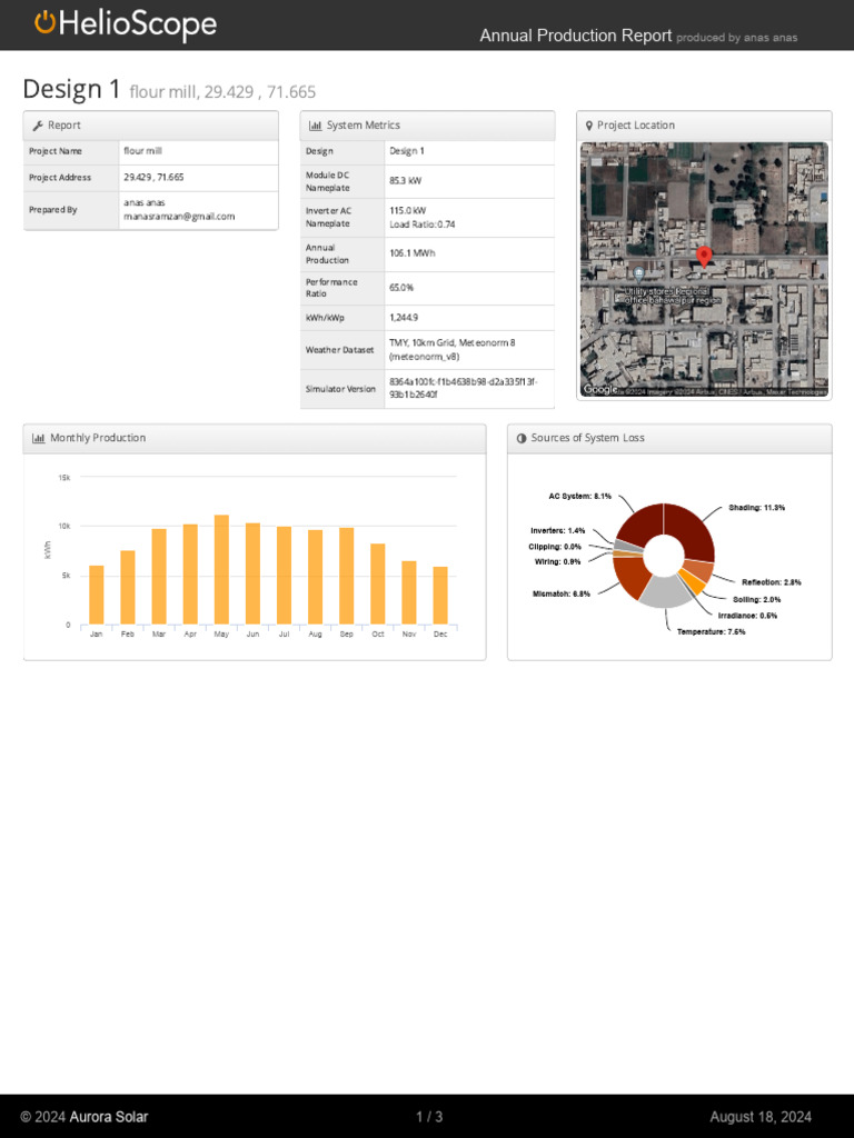 Helioscope Simulation 14871766 Summary | PDF