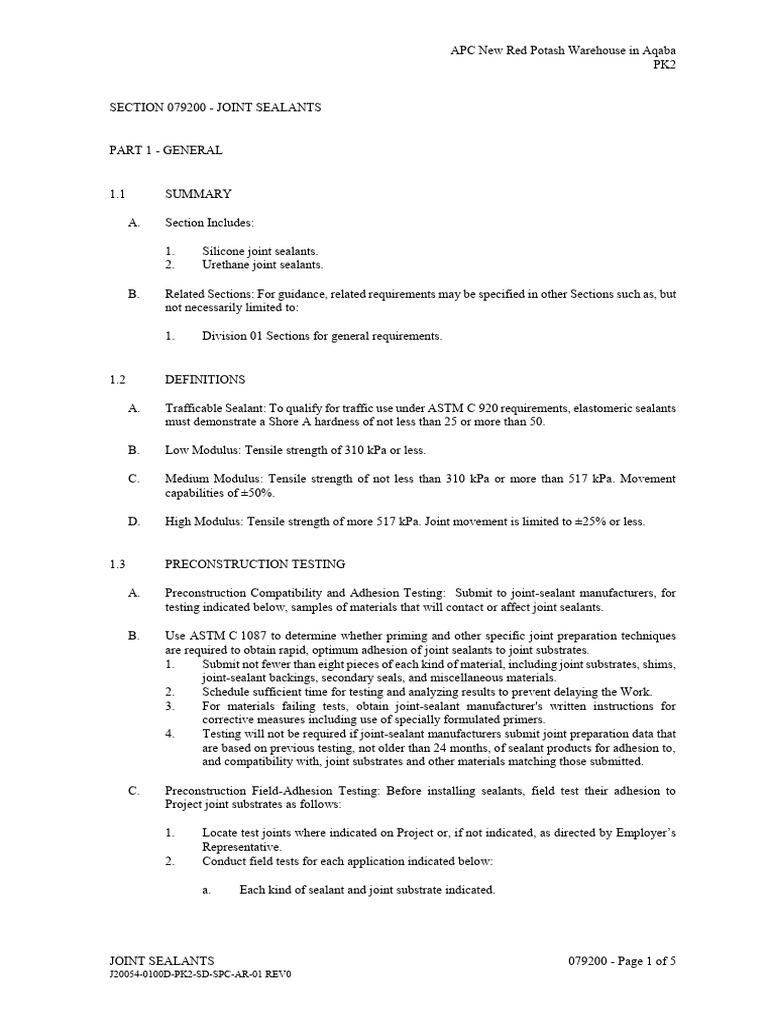Joint Sealants | PDF