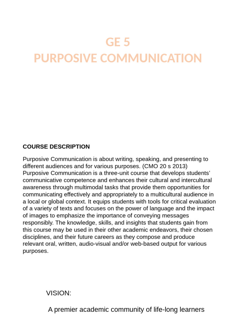 GE 5 Course Orientation | PDF