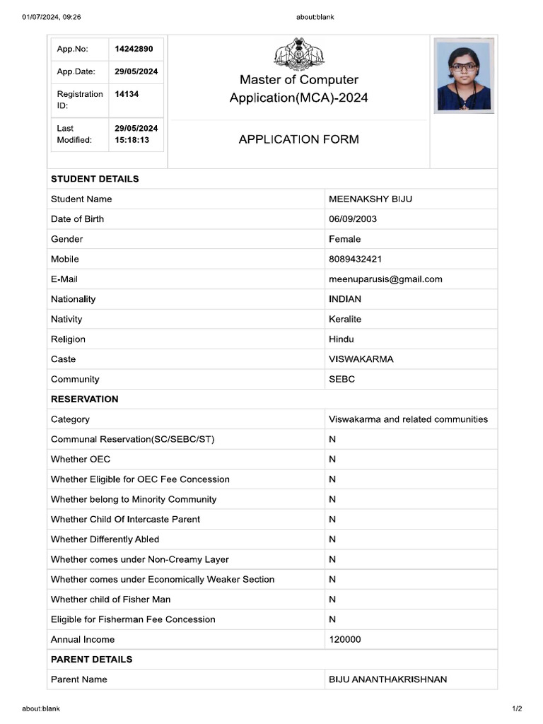 Mca Application | PDF