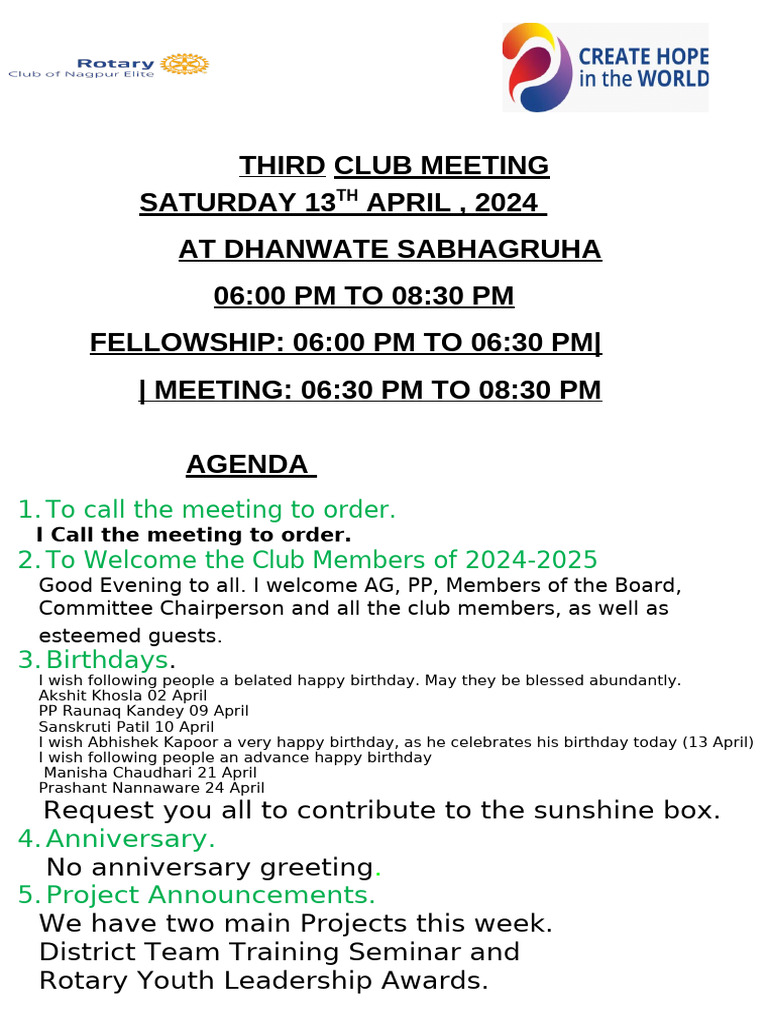 13 April Club Meeting | PDF